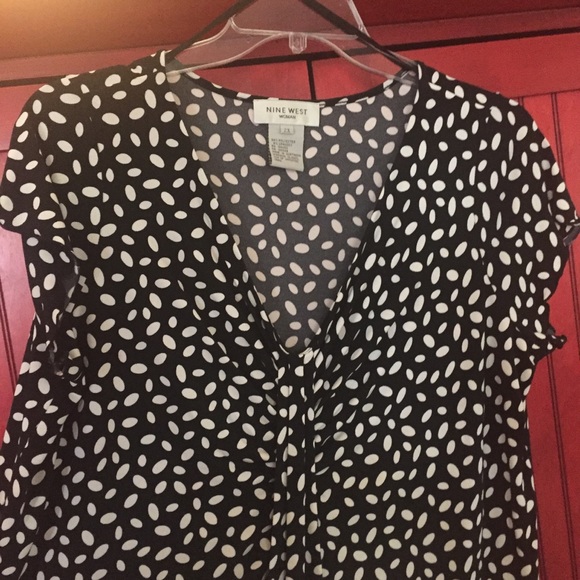 Nine West | Tops | Classic Black White Polka Dot Top | Poshmark